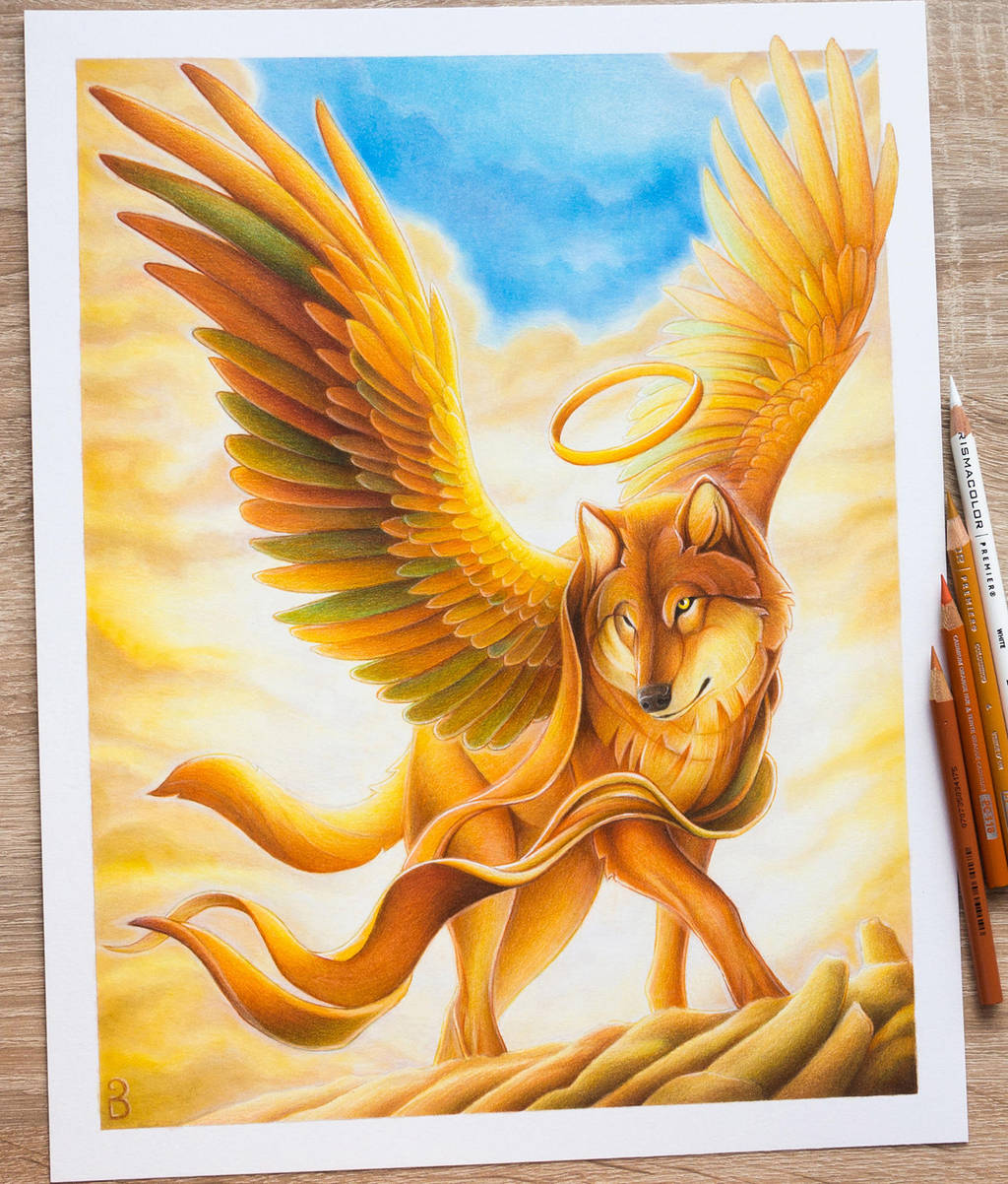 The Arrival of an Angel - Wolf Drawing by Bajan-Art on DeviantArt