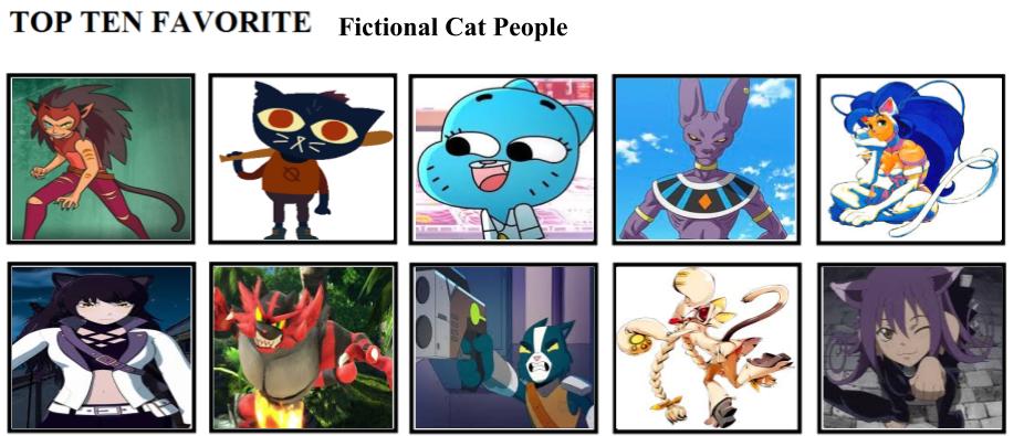 Top Ten Favorite Fictional Cat People by mlp-vs-capcom on DeviantArt