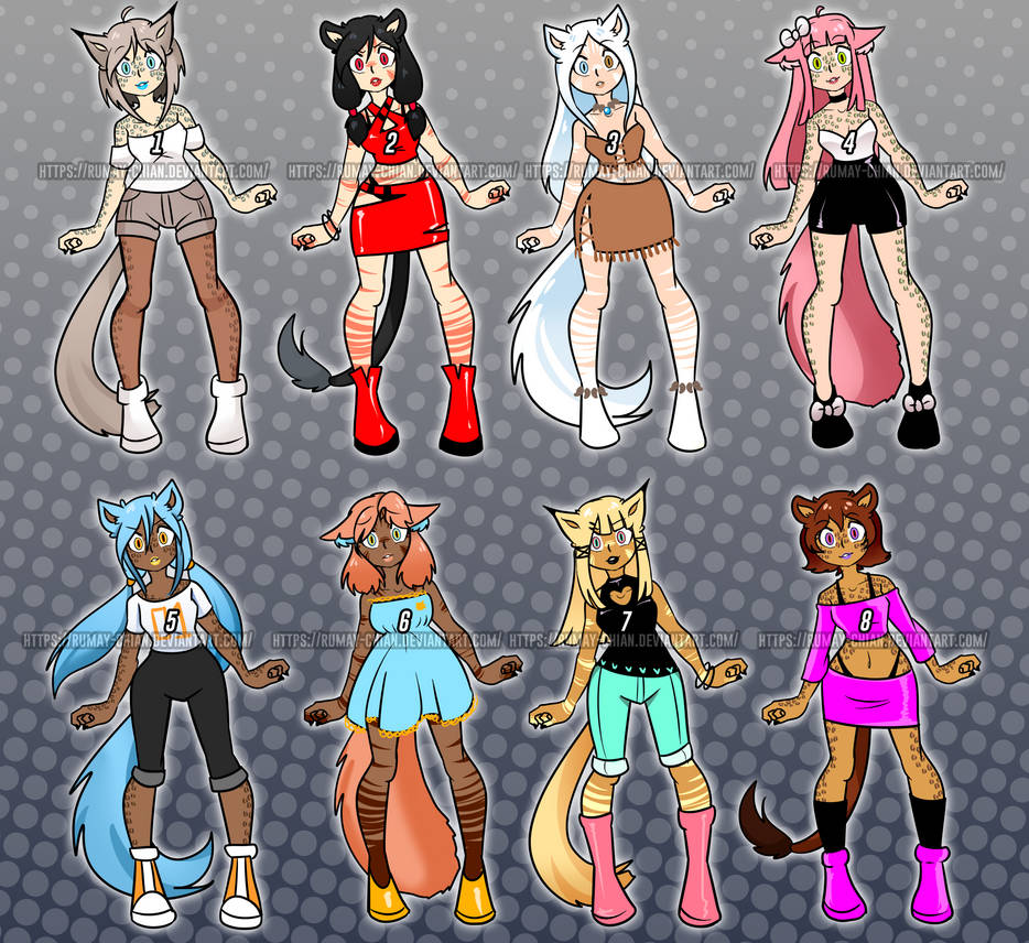 [Adoptable] KittyGirls set CLOSED by Rumay-Chian on DeviantArt