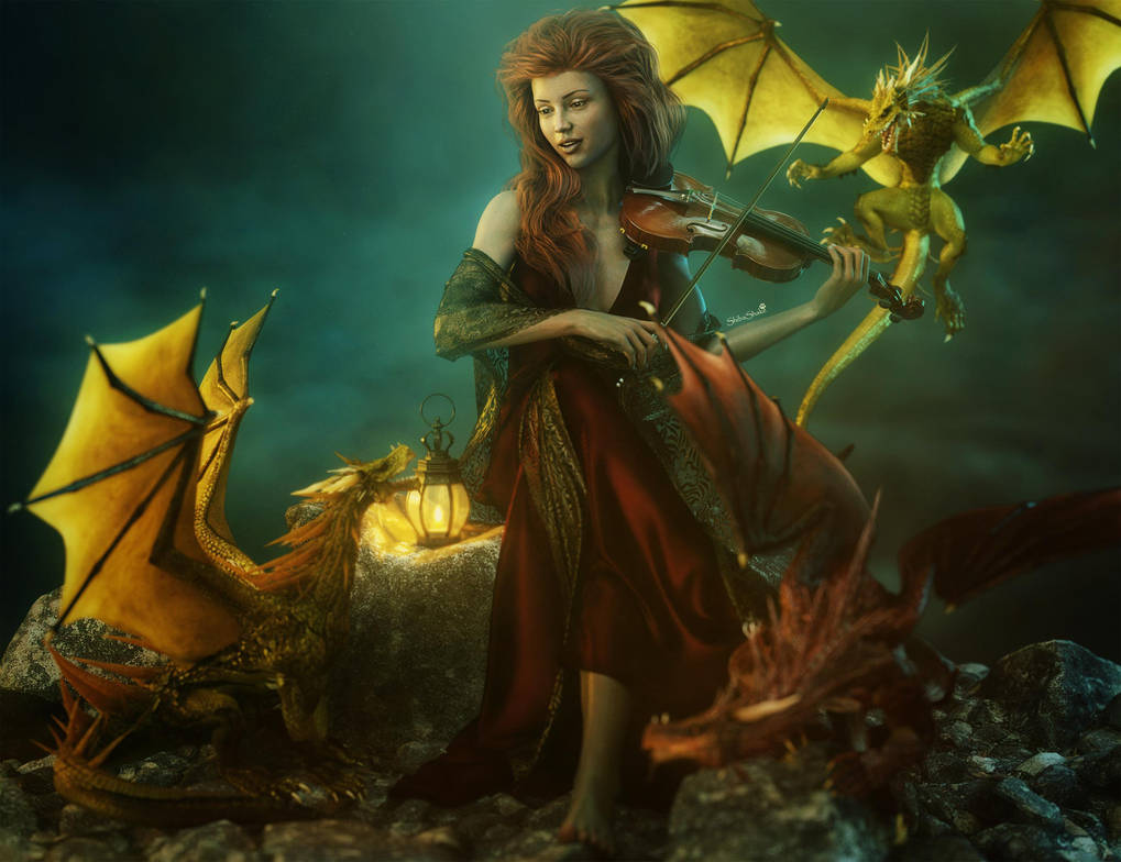 Dragon Song - Red Head Fantasy Woman 3D-Art by shibashake on DeviantArt