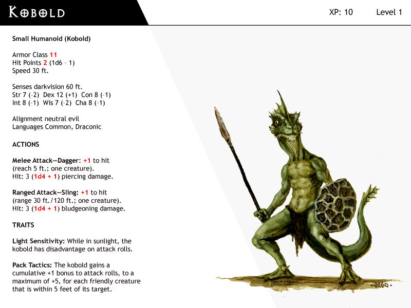 DnD-Next-Monster Cards-Kobold by dizman on DeviantArt