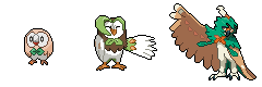 Rowlet, Dartrix and Decidueye sprites by kent1399 on DeviantArt