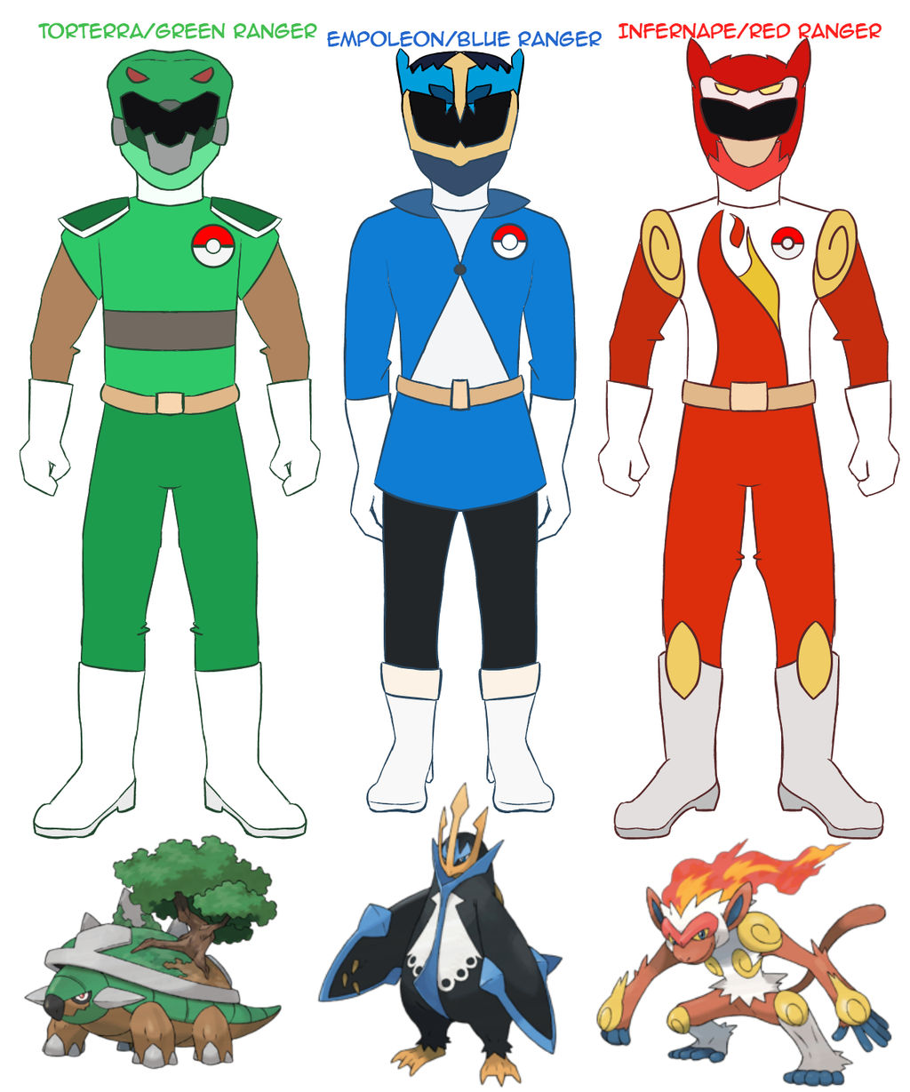 Poke Sentai (Pokemon Rangers) - Sinnoh Starters by coDDRy on DeviantArt