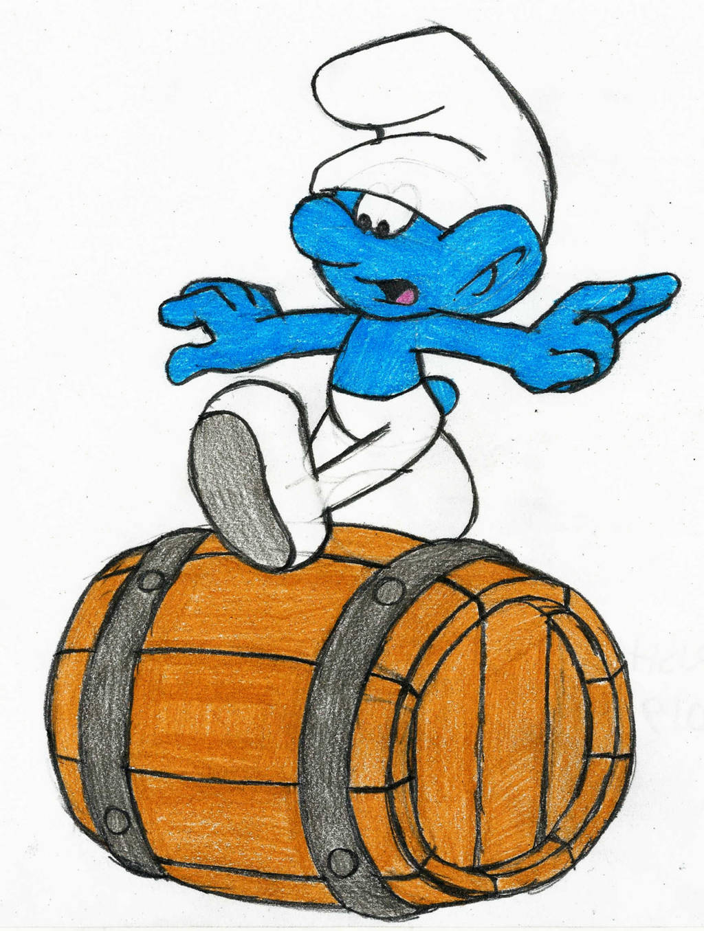 Clumsy Smurf rolling on a barrel by GrishamAnimation1 on DeviantArt