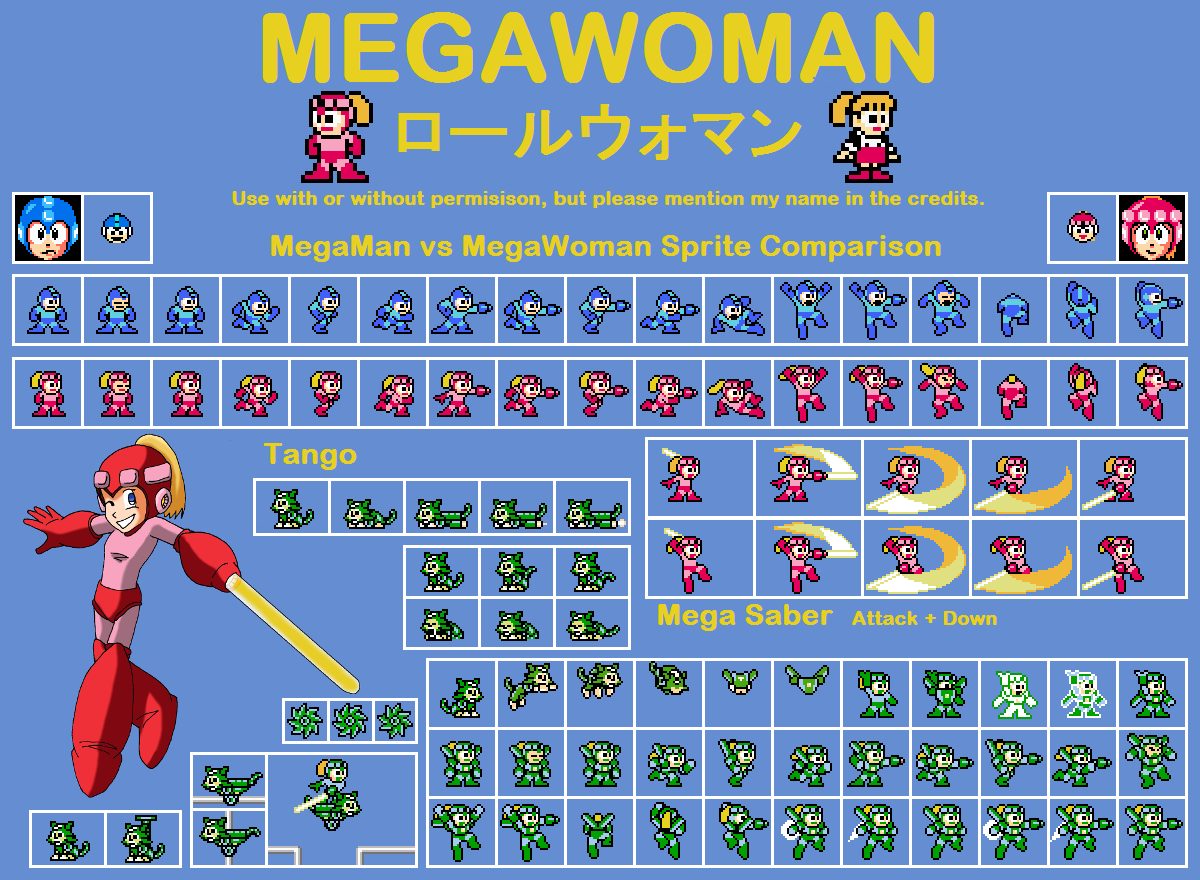 MegaWoman (RollWoman) Sprite Sheet V.2 by BleuVII on DeviantArt