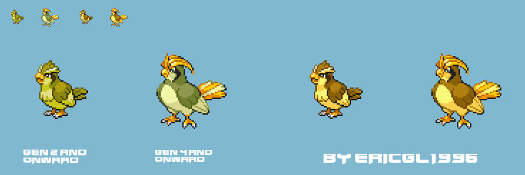My version of Shiny Pidgey and Shiny Pidgeotto by ericgl1996 on DeviantArt