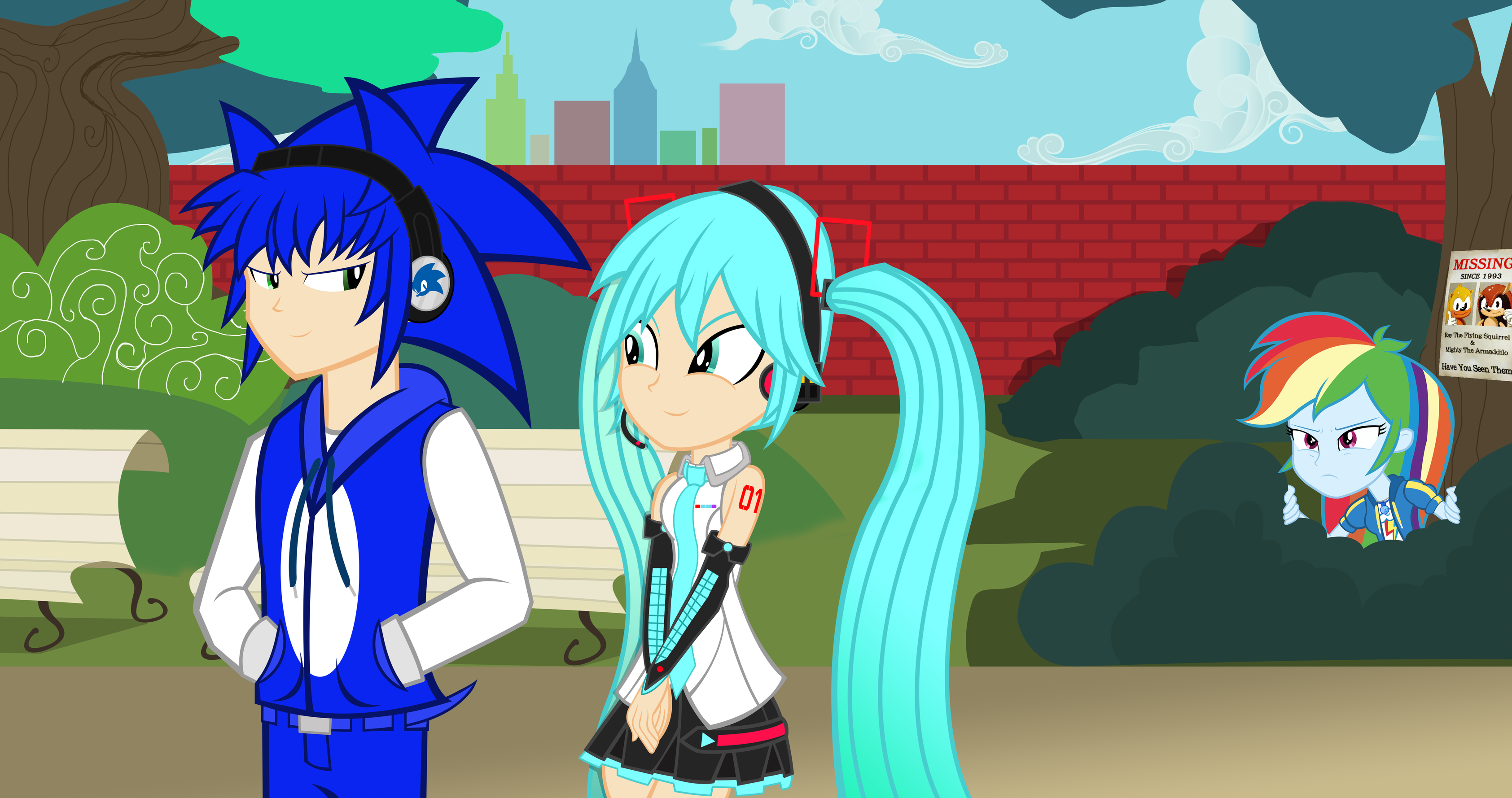 Sonic and Miku went to the park , RD's watching by trungtranhaitrung on ...