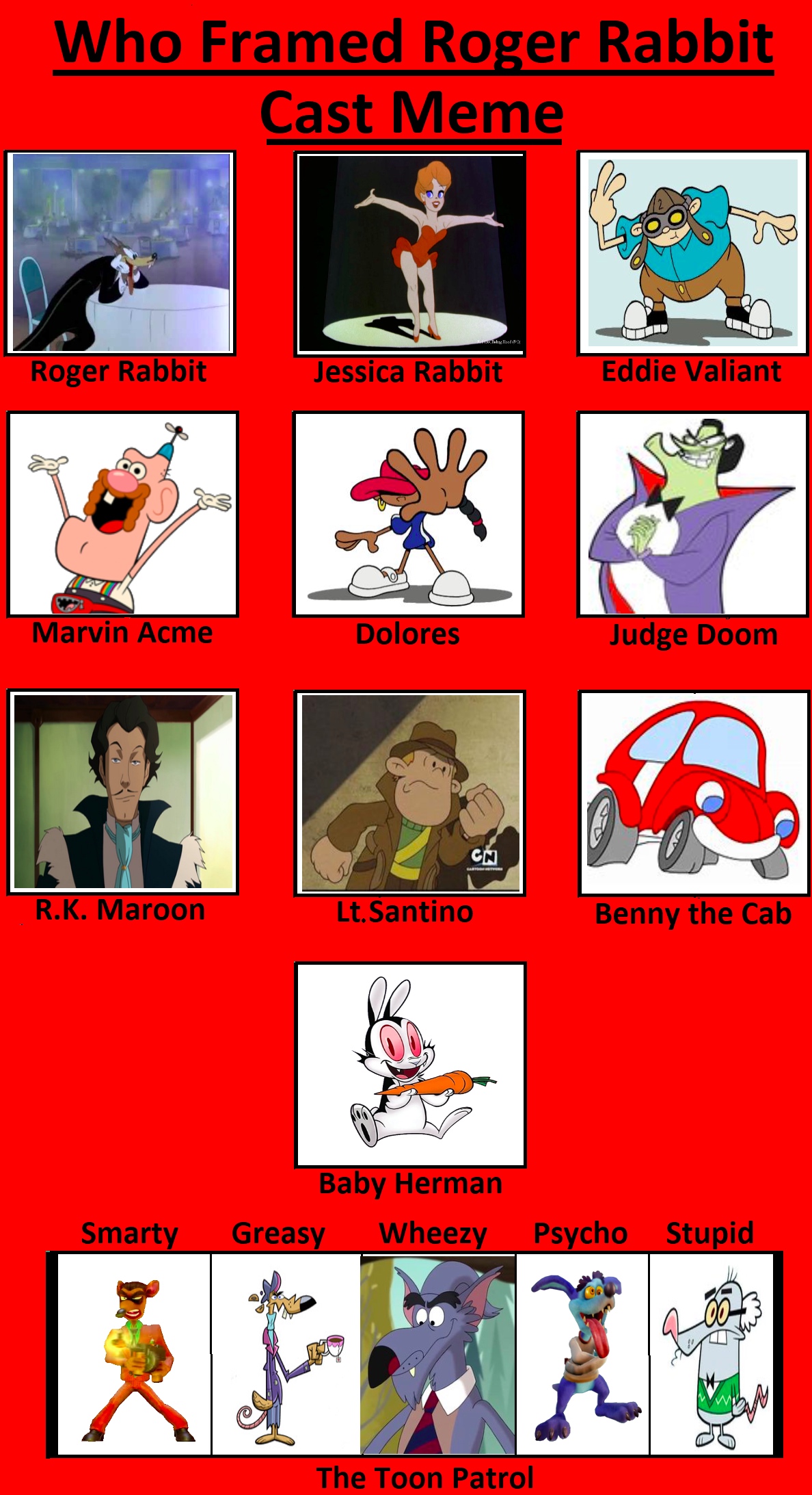 Who Framed Roger Rabbit Cast Meme by Blaze-On-Fire on DeviantArt