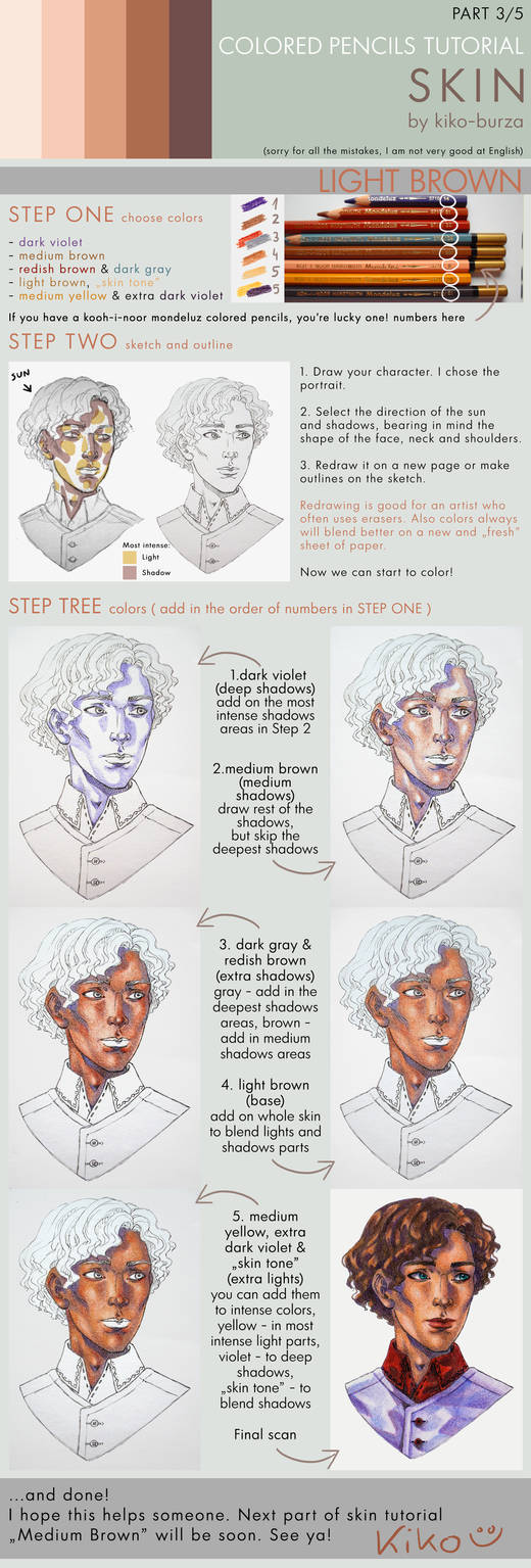 Colored pencils tutorial SKIN part 2 - MEDIUM by kiko-sempai on DeviantArt