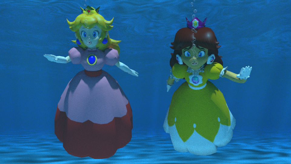 Classic Peach and Classic Daisy underwater by kuby64 on DeviantArt