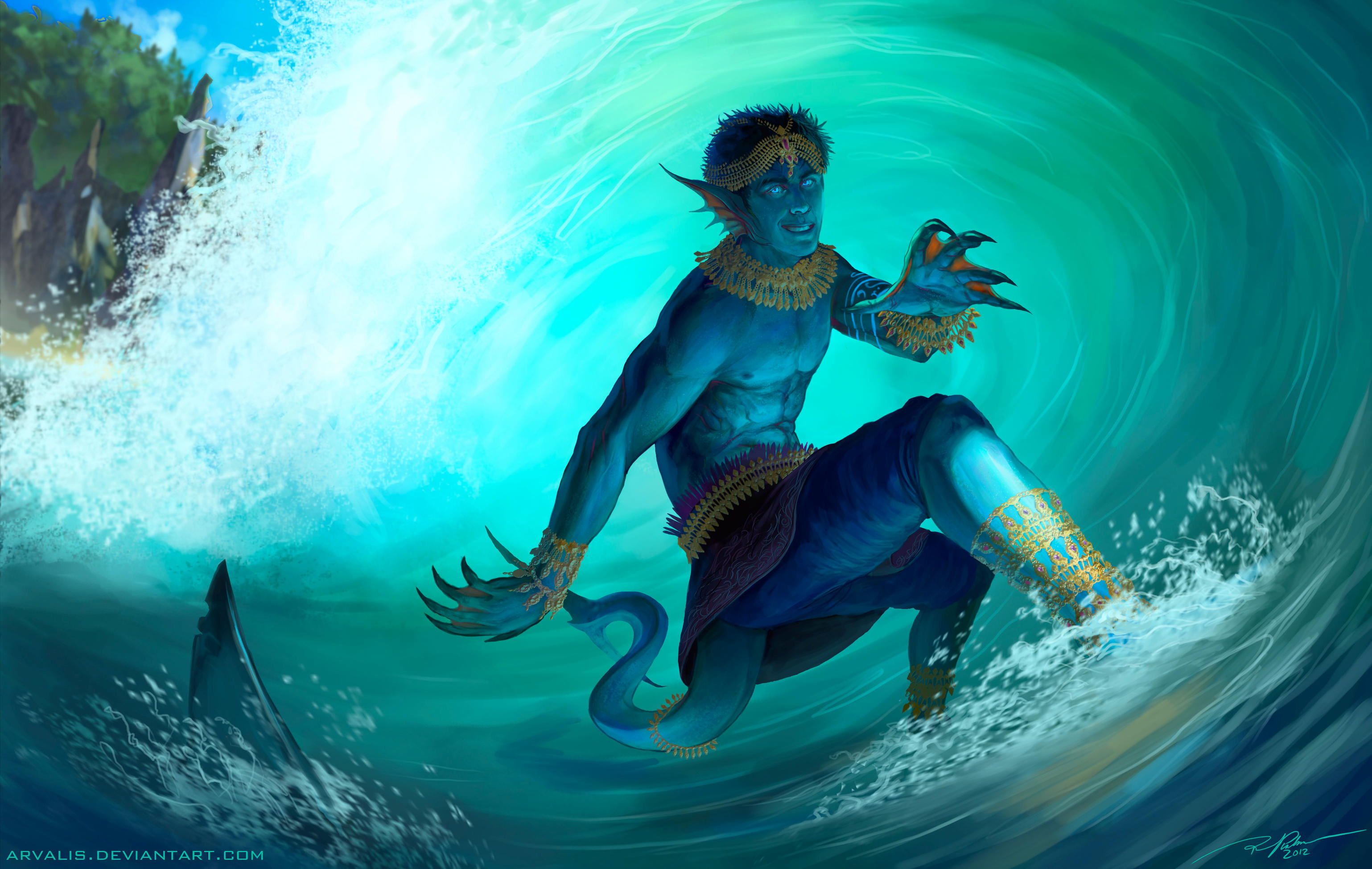 Surfing by RJ Palmer (arvalis) : r/ImaginaryMerfolk