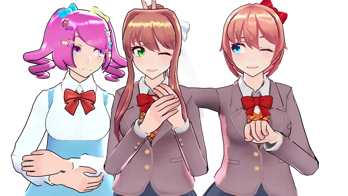SAYORI AND MONIKA CLOSE DL by MMDpartyDA on DeviantArt