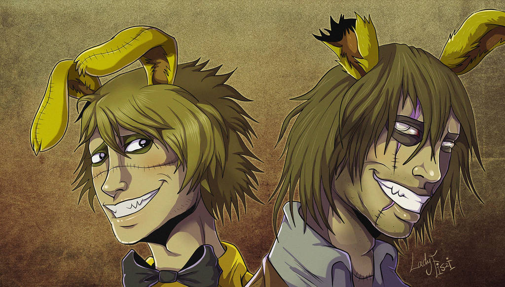 Human Plushtrap and Springtrap by LadyFiszi on DeviantArt