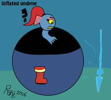 Undyne's inhaling belly inflation (CM) by stephenthehunter on DeviantArt