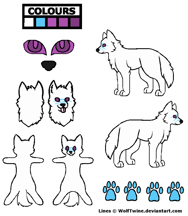 Free Wolf Reference Sheet Lineart - MS Paint by Twine-Adopts on DeviantArt