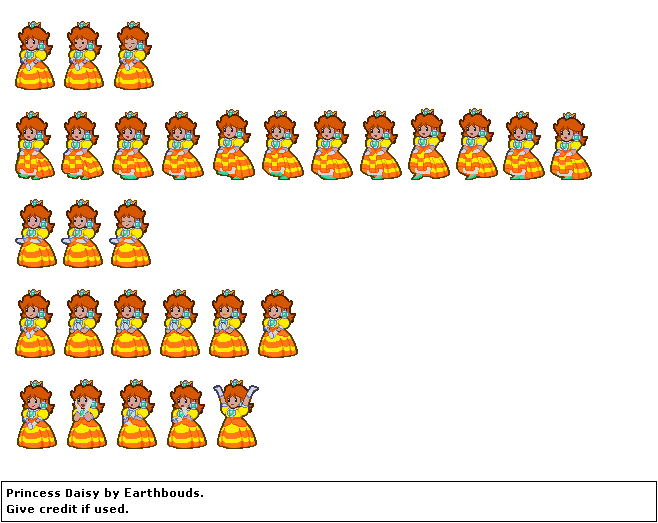 Princess Daisy sprites V by earthbouds on DeviantArt