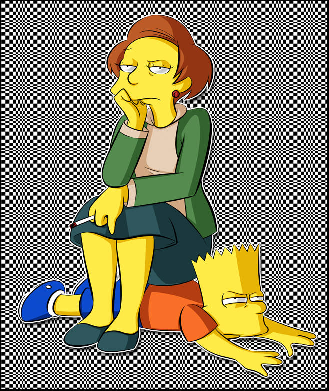 Edna Krabappel Sits On Bart R Exileonmainfeet