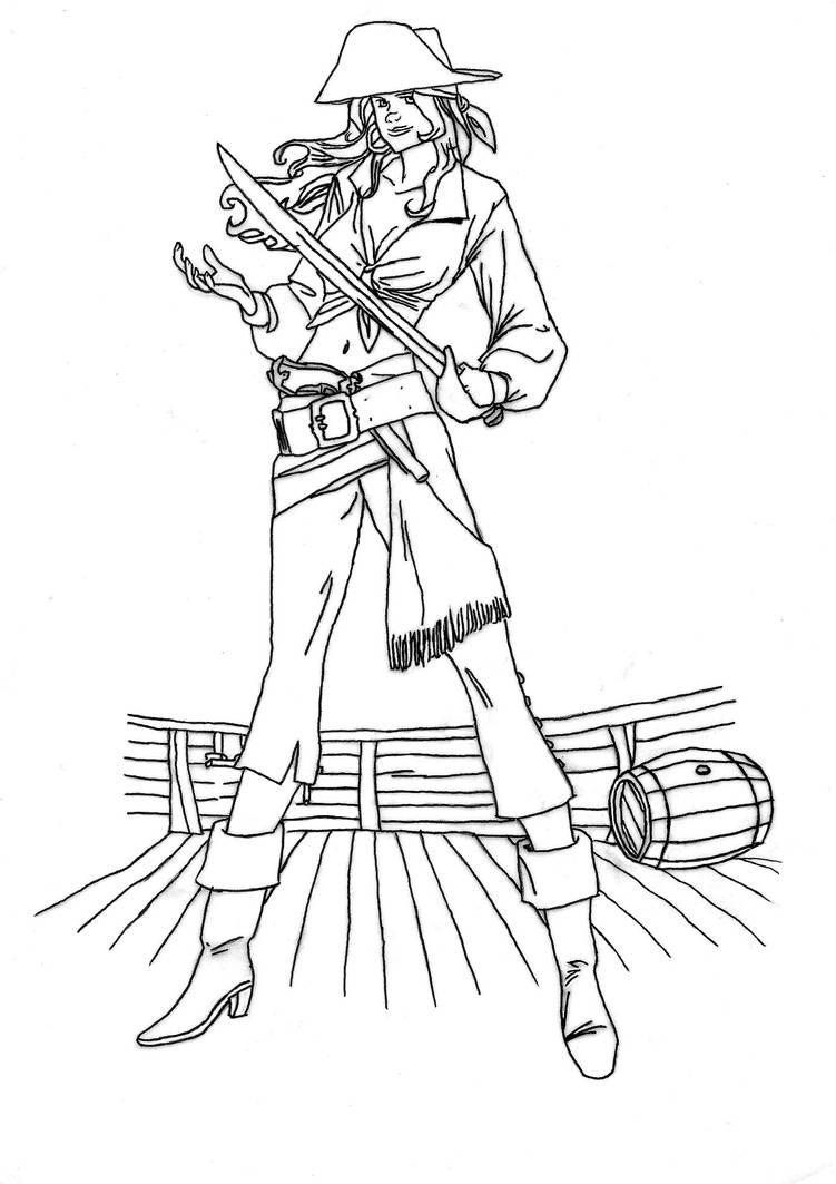 Female Pirate lineart by Acidbl00d on DeviantArt