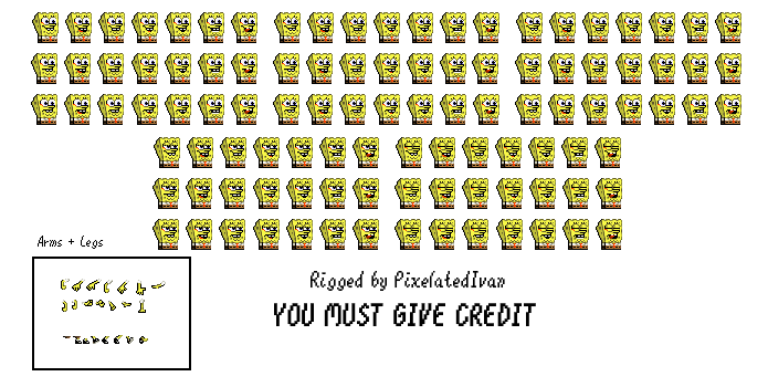 Build-A-Spongebob Rig Sprite Sheet UPDATED by PixelatedIvan on DeviantArt